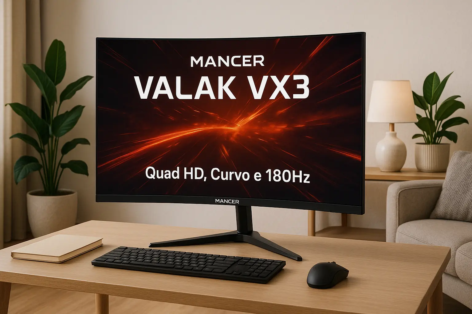 Monitor Gamer Mancer Valak VX3: Quad HD, Curvo e 180Hz
