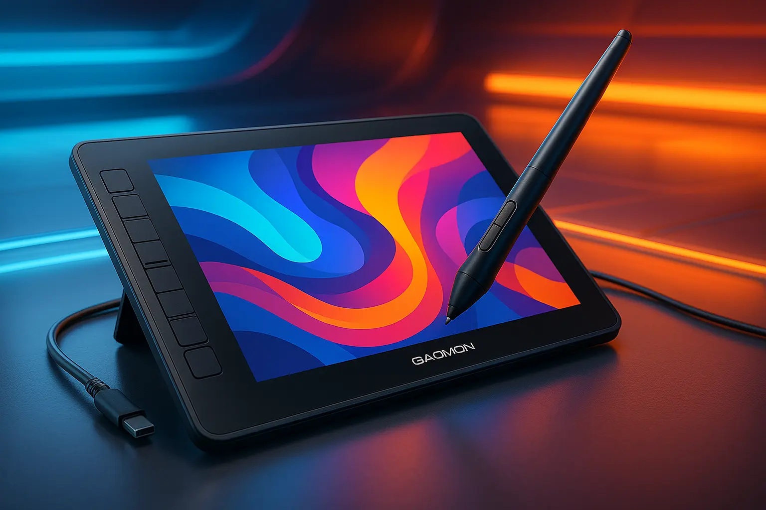 GAOMON PD1220: Display de Caneta com Alta Precisão e Conectividade Versátil